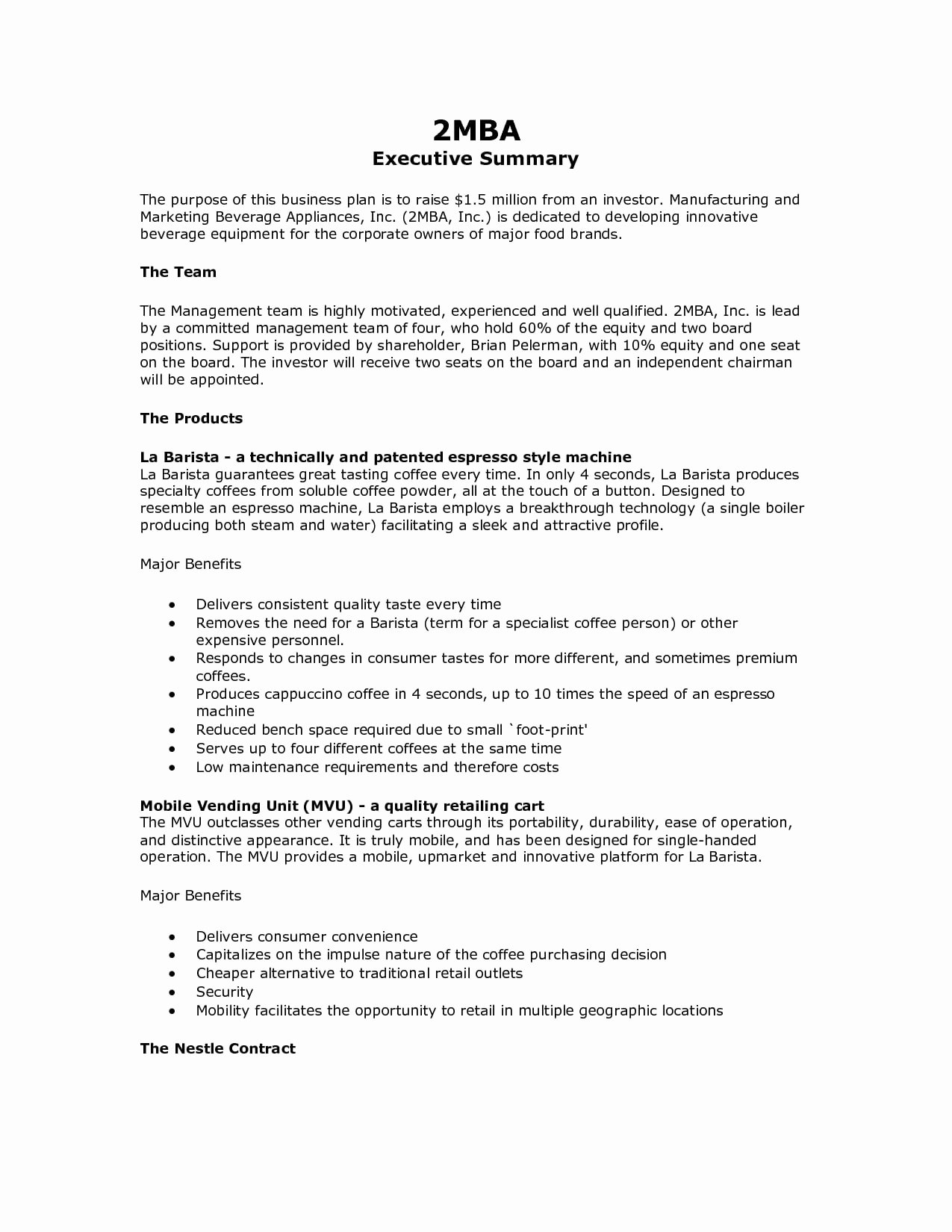 Business Summary Example